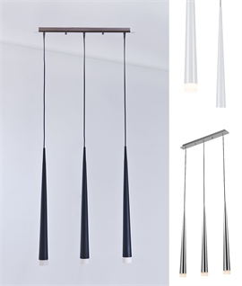 Long Drop Fluted ceiling suspension with 5 tapered shades. Black, White ...