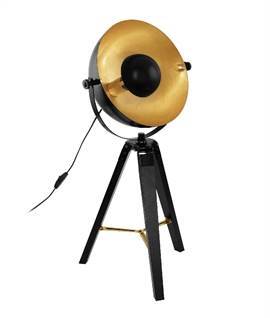 Floor Lamp with Tripod Legs and a Parabolic Reflector