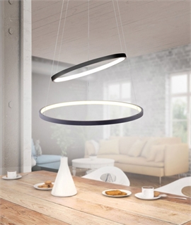 Interlocking Suspended Rings of Light - Gold Leaf Double Ring LED Pendant