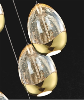 LED single drop pendant with bubbles inside the glass