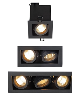 Brushed Aluminium Recessed Box Downlight single, double or triple