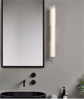 Modern Rippled Glass and Metal LED Bathroom Wall Light