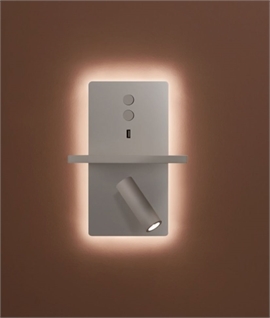 White LED Backlit Rectangular Bedside Wall Light with Adustable Reading ...