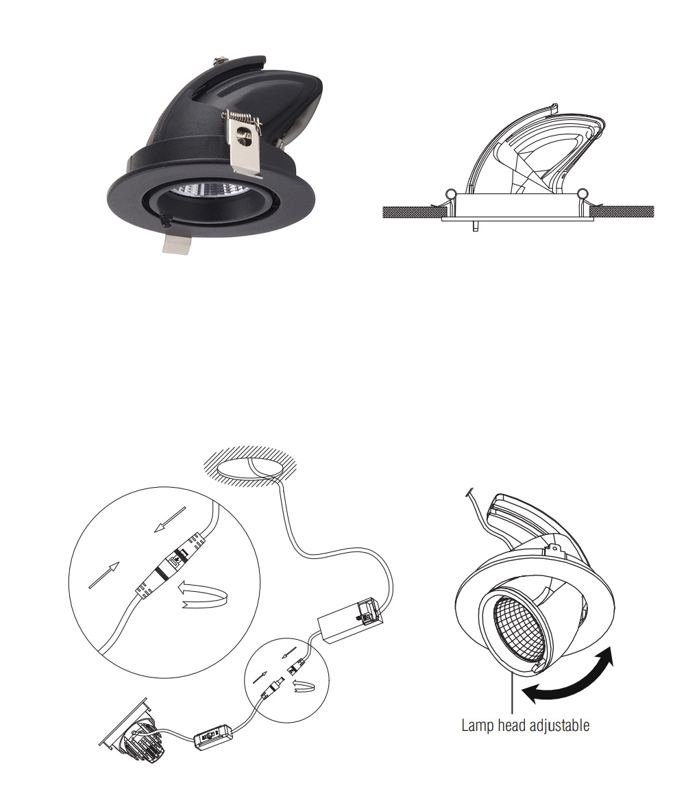 Miniature Artwork-Focused Scoop Downlight With Built-in LED Lamps