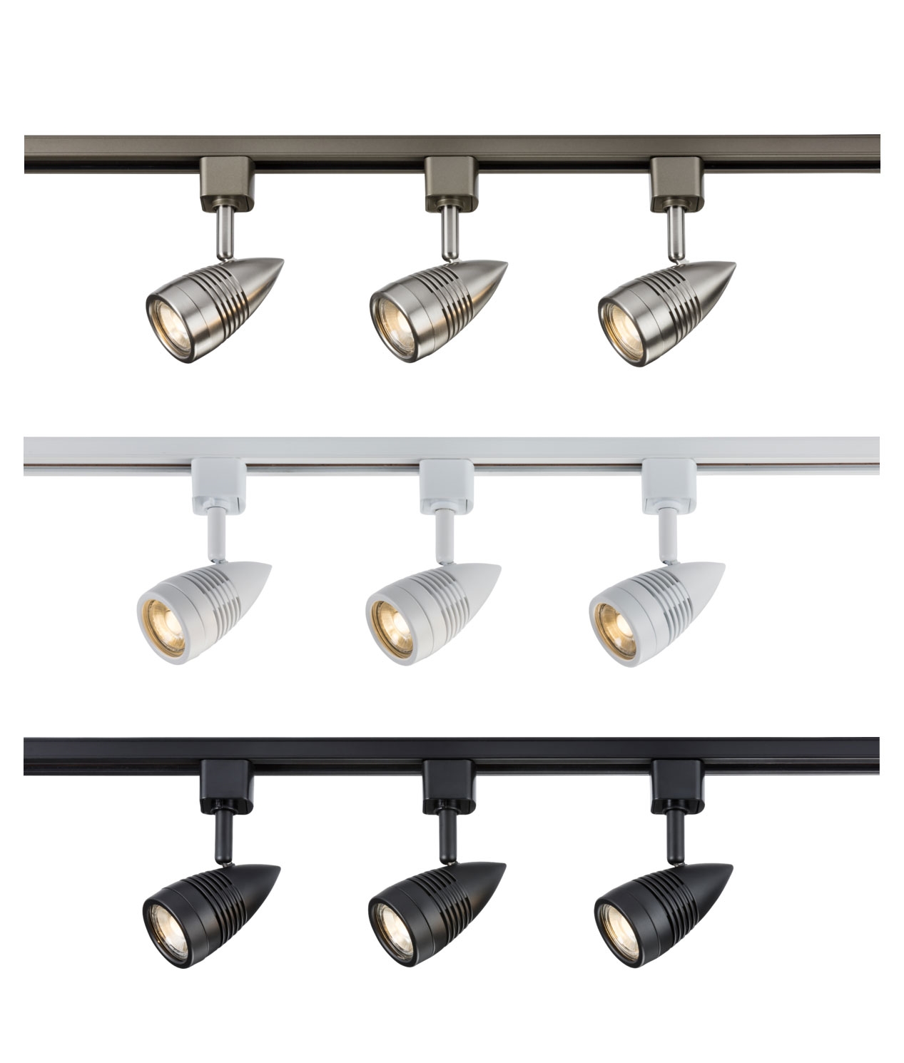 Ready to install track pack in white with three adjustable lamp Heads ...