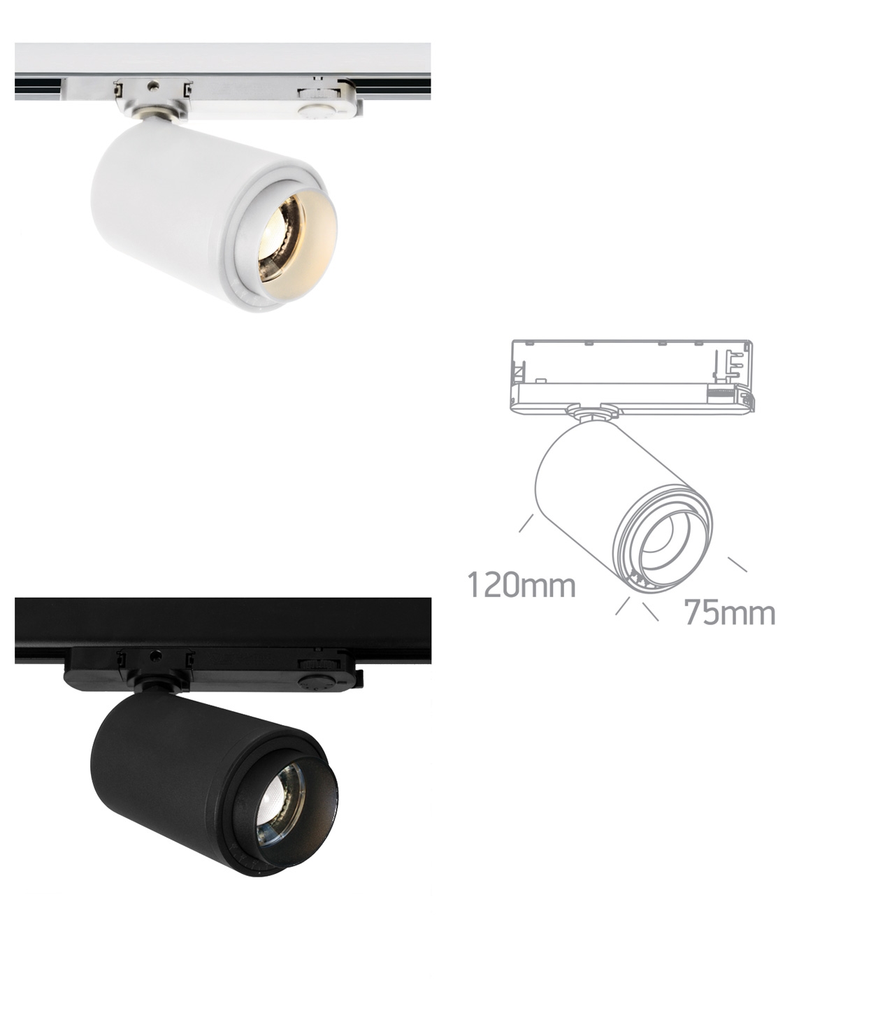 Adjustable Beam LED Track Spotlight 20°–60° – High Output, fits Global ...