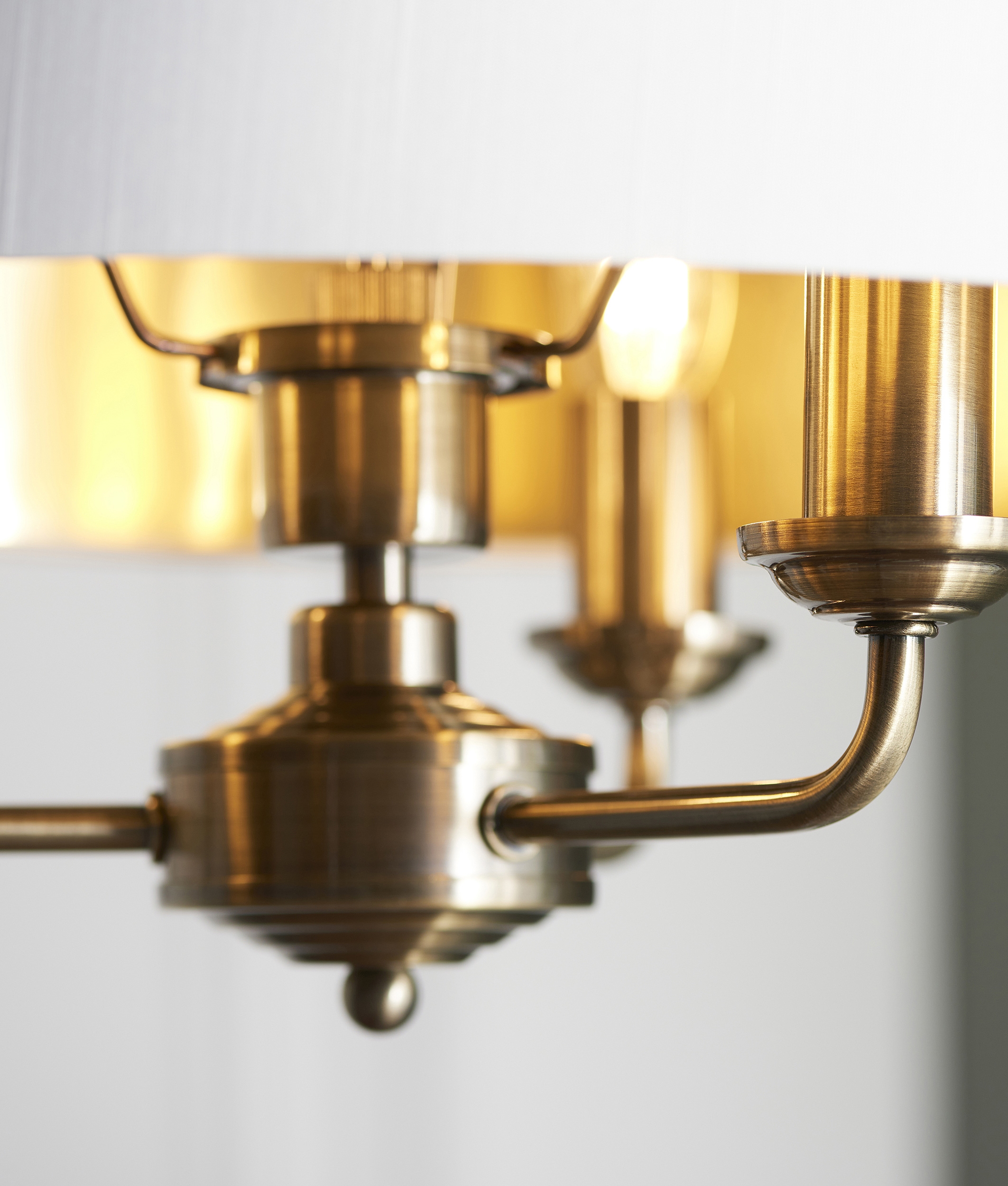 Modern 3 Light Brass Chandelier Pendant With Drum Shade