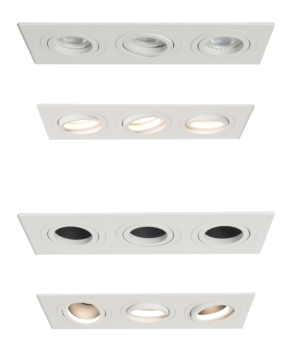 Recessed Adjustable Triple Interior Downlight for mains GU10 Lamps