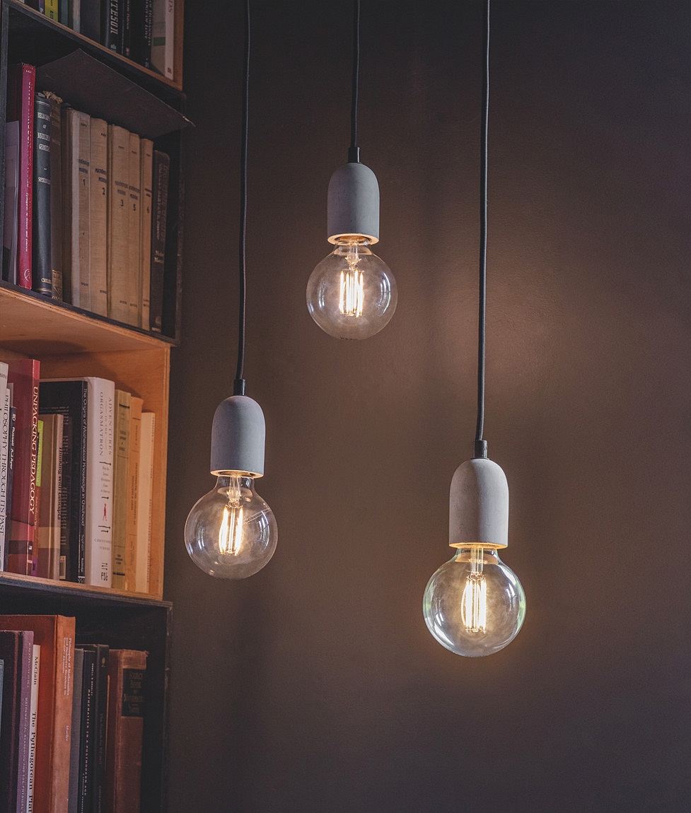 Concrete Bare Bulb Multi Lamp Ceiling Light - 3 or 6 Lamp