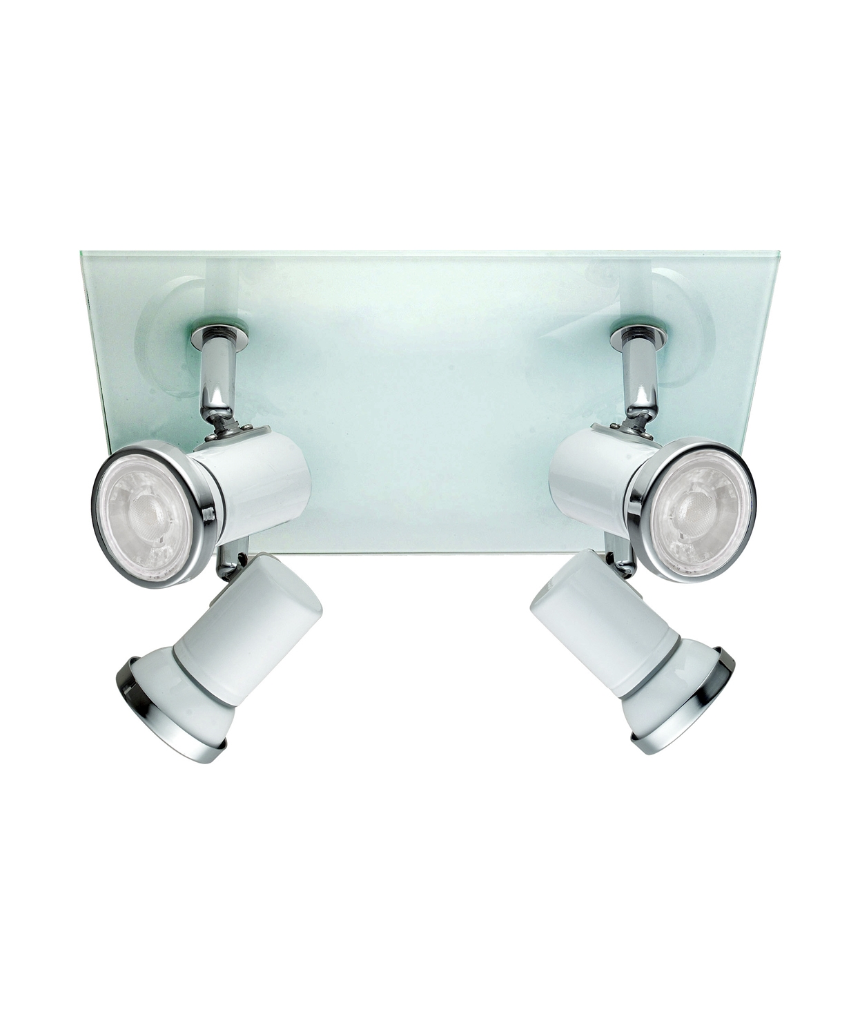 Square Ceiling Spotplate With 4 Adjustable Spotlights in White with ...