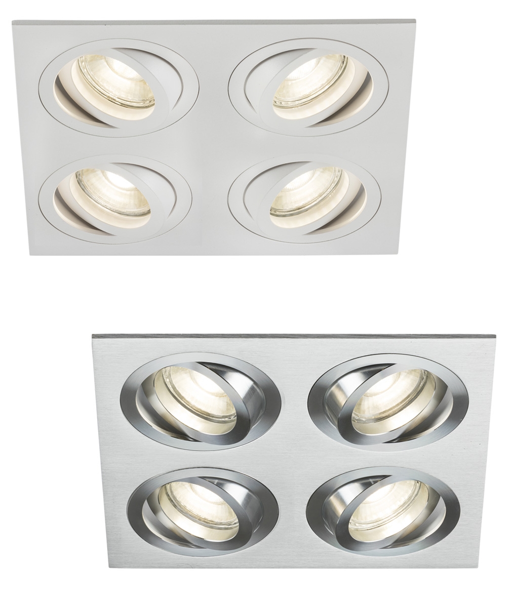 Adjustable Recessed Square 4-Light GU10 Adjustable Downlight