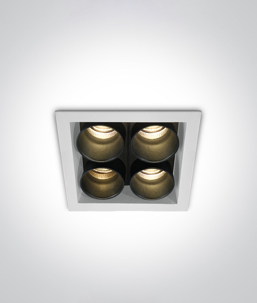 Low Glare Controlled Beam Downlight - Square Bezel in Black or White