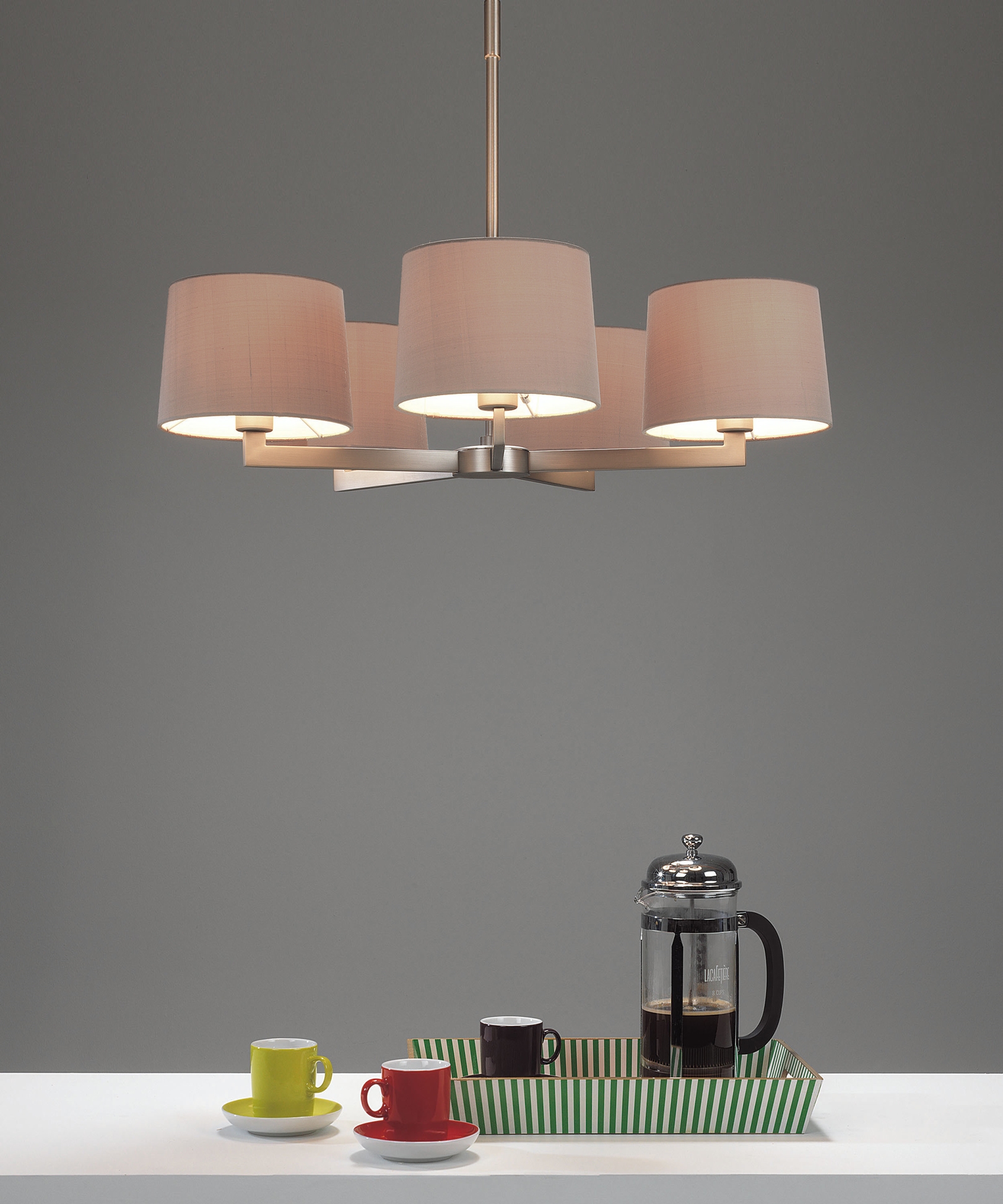 Matt Nickel Adjustable Drop Rod Chandelier