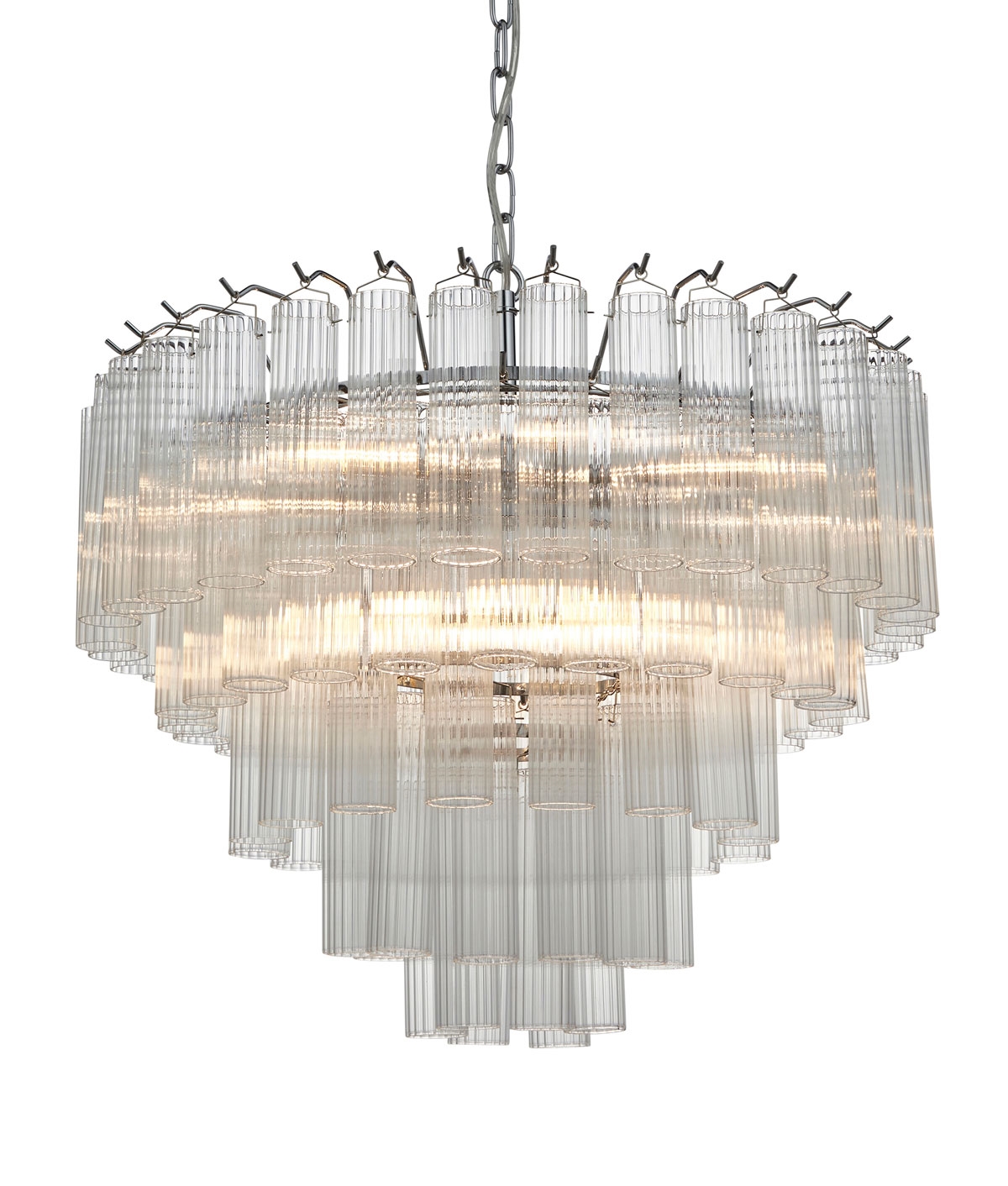 5 Tier Stunning Chandelier with Reeded Cylinder Glass Tubes