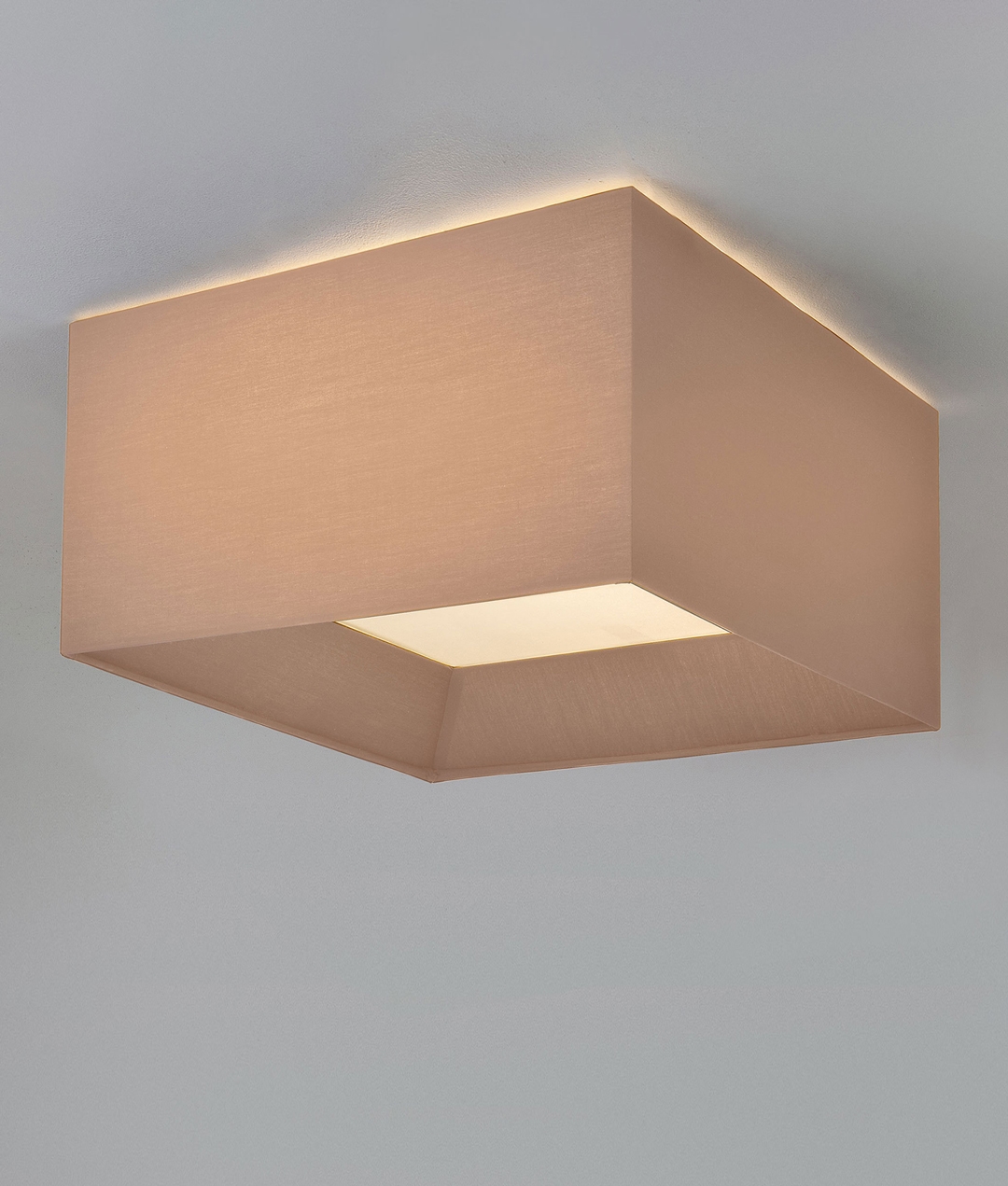 Square Flush Ceiling Light with White fabric or Oyster Silk Shades