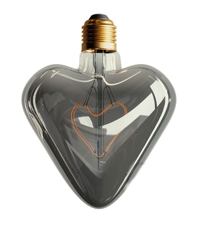 Heart Shape Light Bulb - E27 LED Filament - Red or Smoky Grey