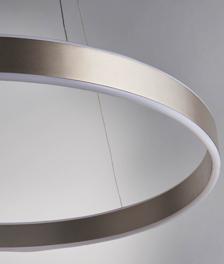 Dimmable Circular Matt Nickel LED Pendant 600mm Diameter