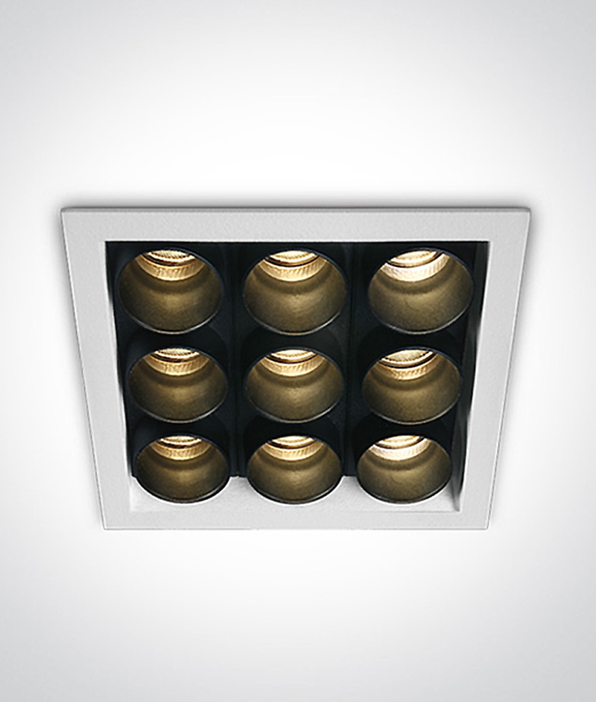 Low Glare Controlled Beam Downlight - Square Bezel in Black or White