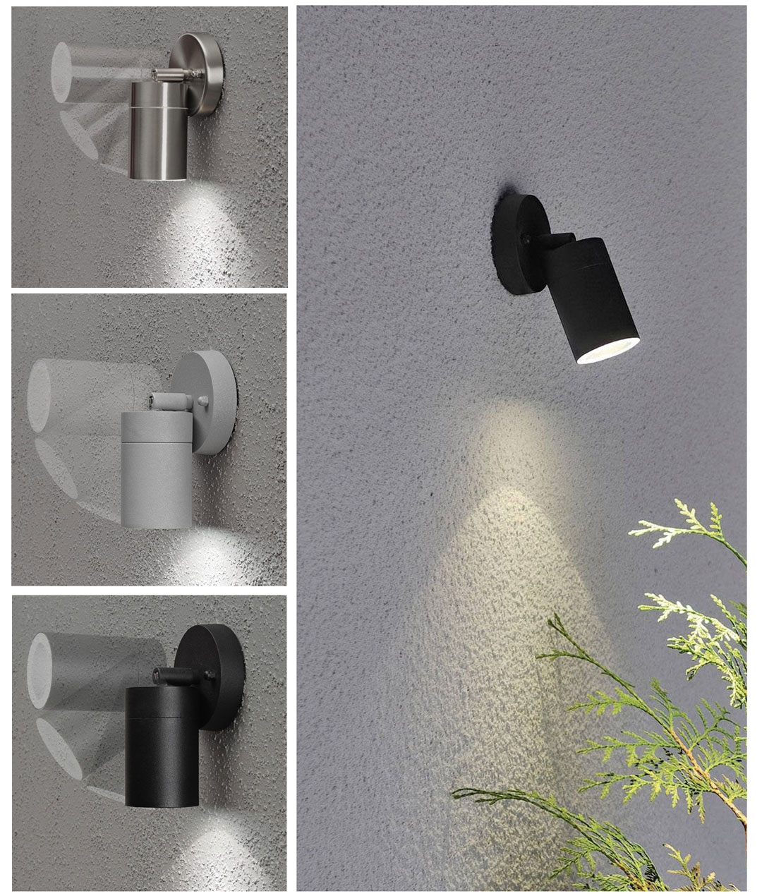Adjustable Spotlight for Exterior Walls, Fences or Soffits - Mains GU10 ...