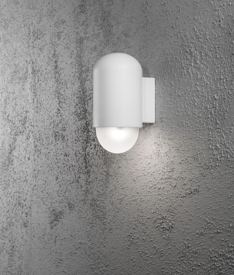 LED Aluminium and Opal Glass Pill Shaped Exterior Wall Light