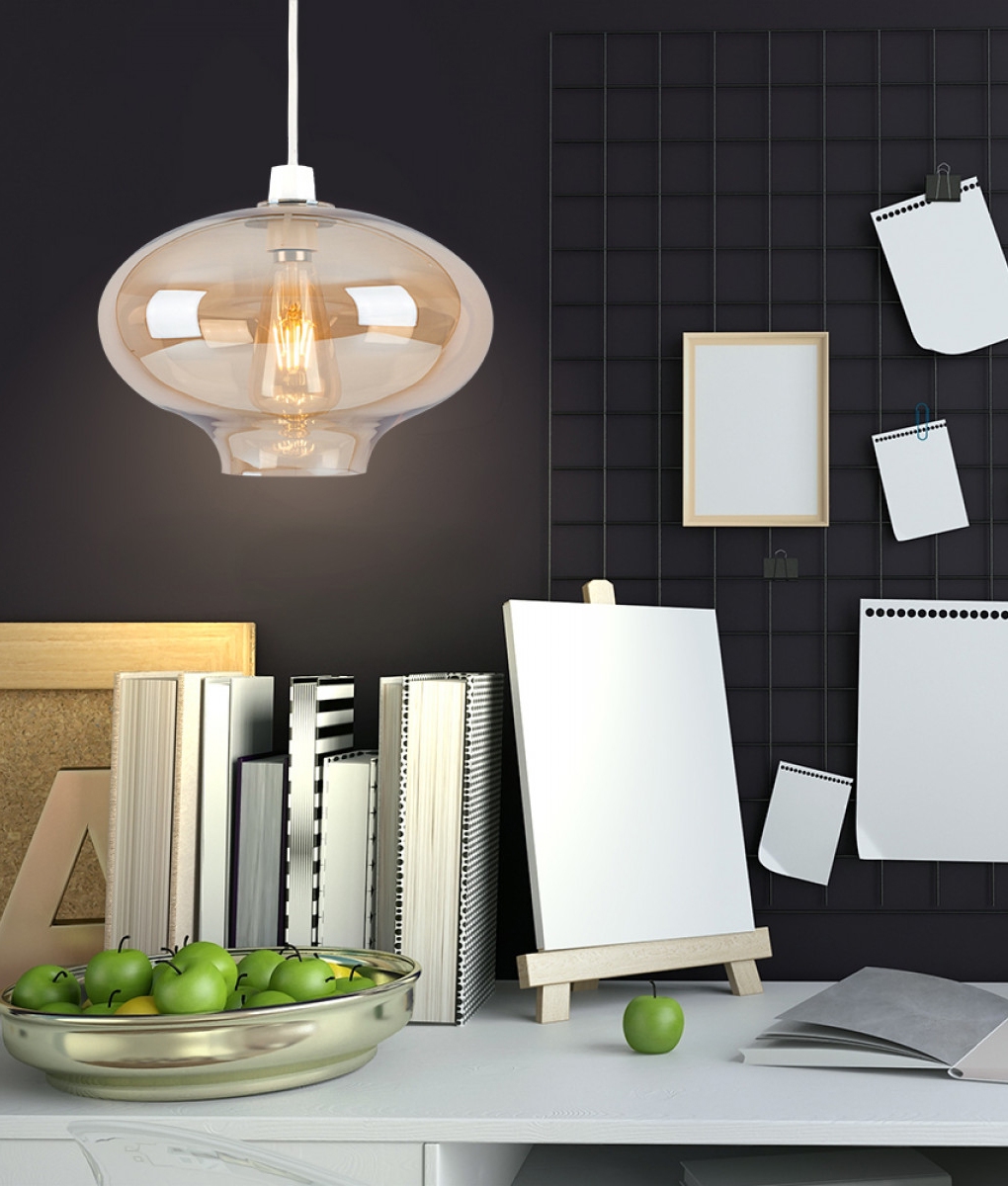 Bulbous Shaped Non-Electric Glass Shade with Optional Flex