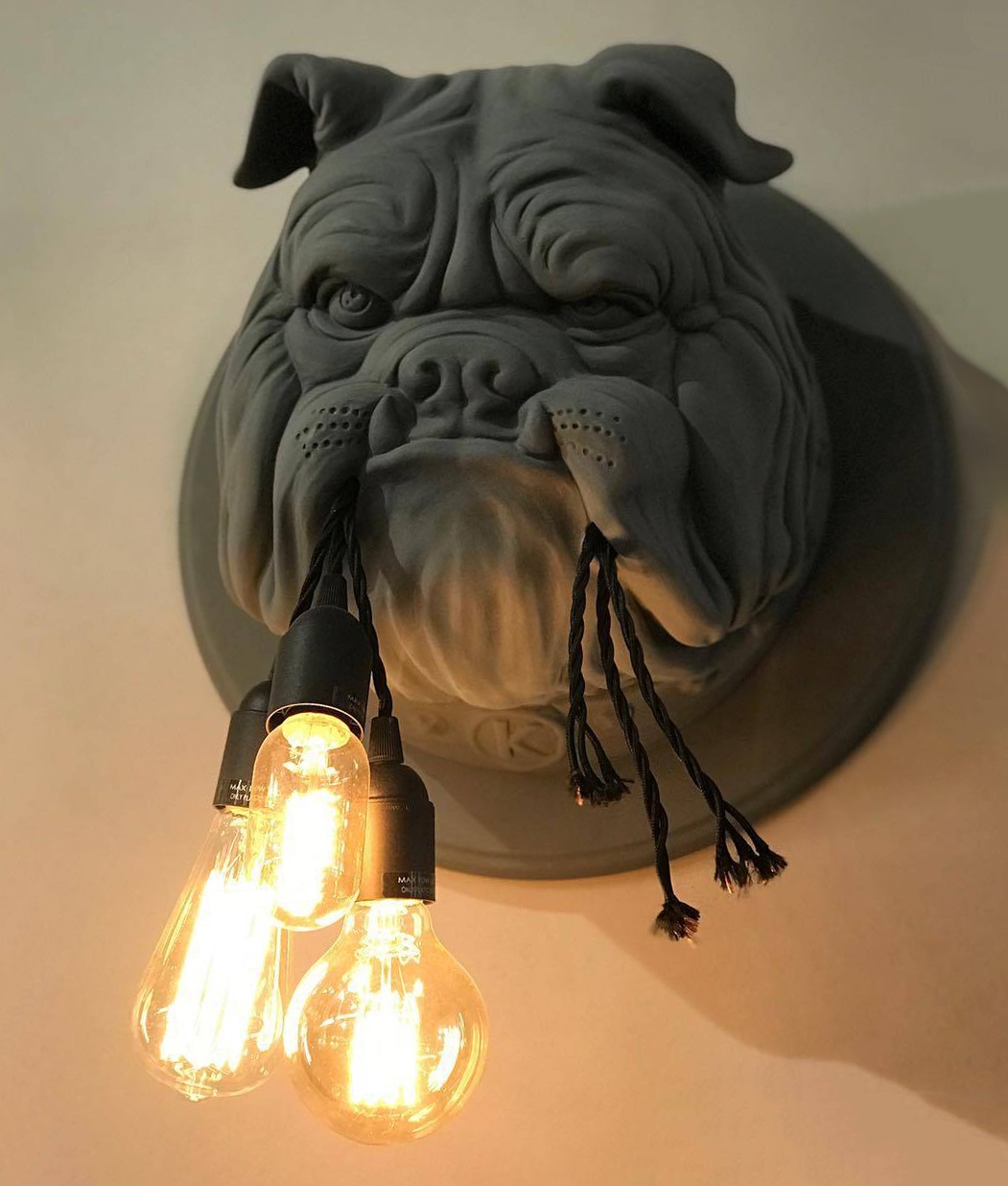 Large 41cm British Bulldog Faux Taxidermy Wall Light - Unique Design