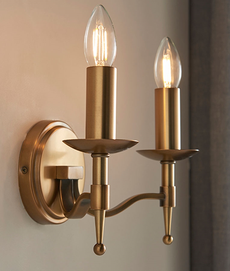 Single or Double Arm Antique Brass Wall Light