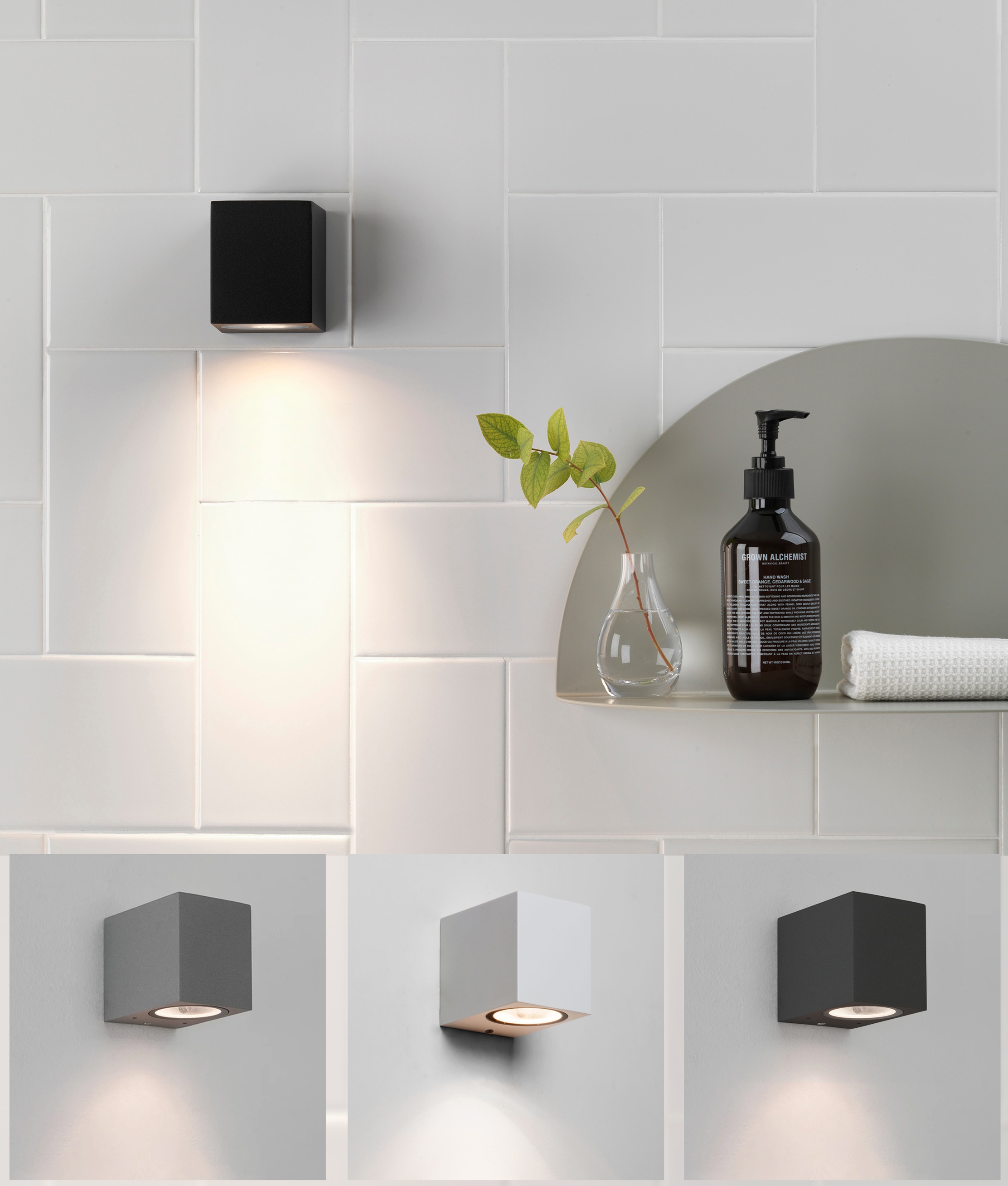 Cube GU10 Wall Light - Block Wall-Mounted Downlight for Inside or Out ...