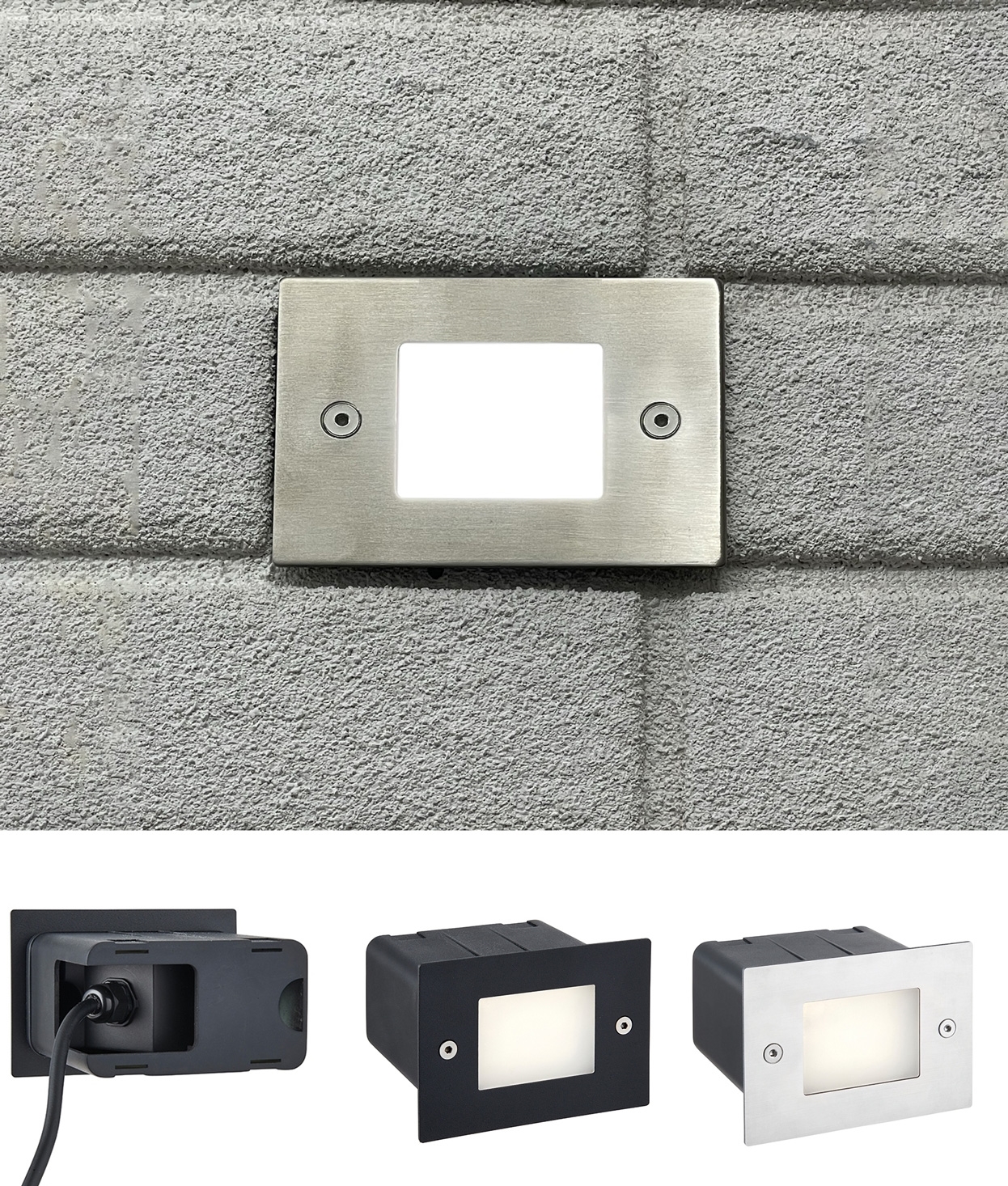 Recessed Stainless Steel LED Half Brick Light