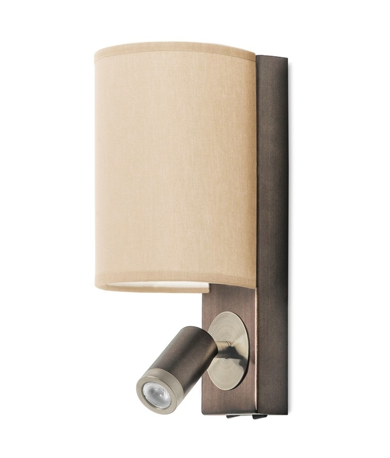 Bedside Light in Bronze with Shade Diffuser and LED Reading Light ...