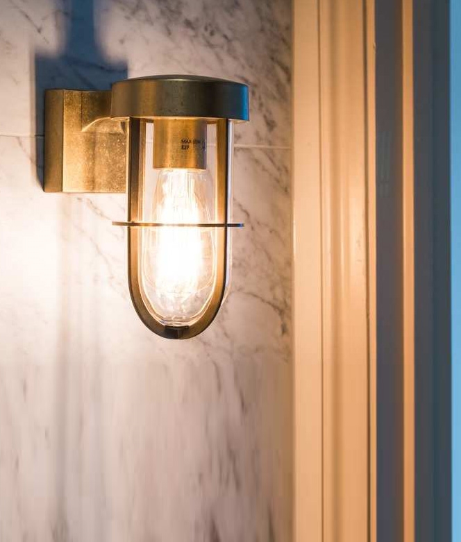 Vintage Industrial Cabin Inspired Clear Glass Caged Wall Light - IP44 Rated