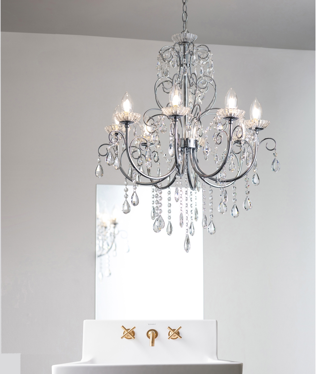 IP44 Bathroom Chandelier with Crystals for Bathrooms or Living Spaces