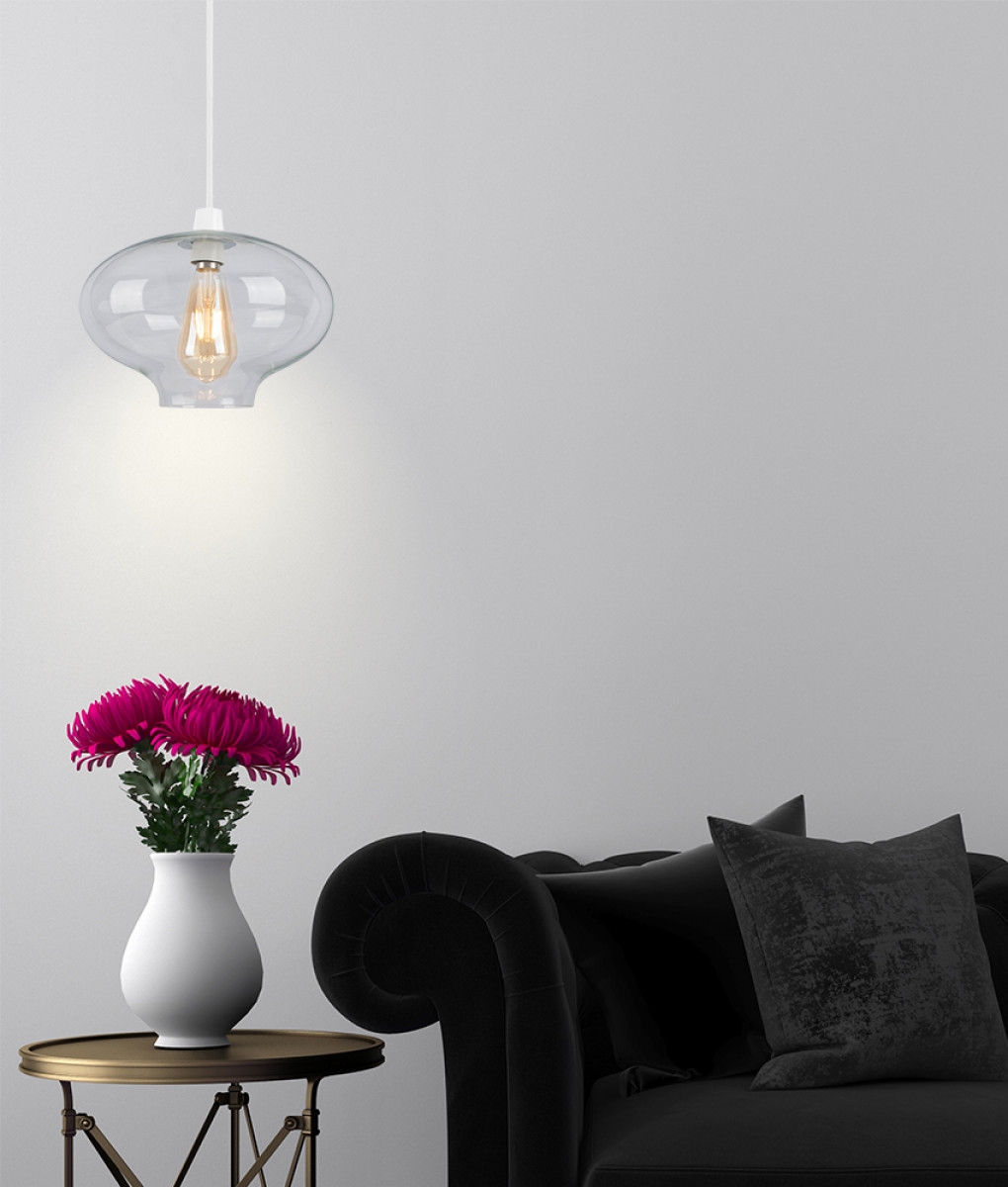 Bulbous Shaped Non-Electric Glass Shade with Optional Flex