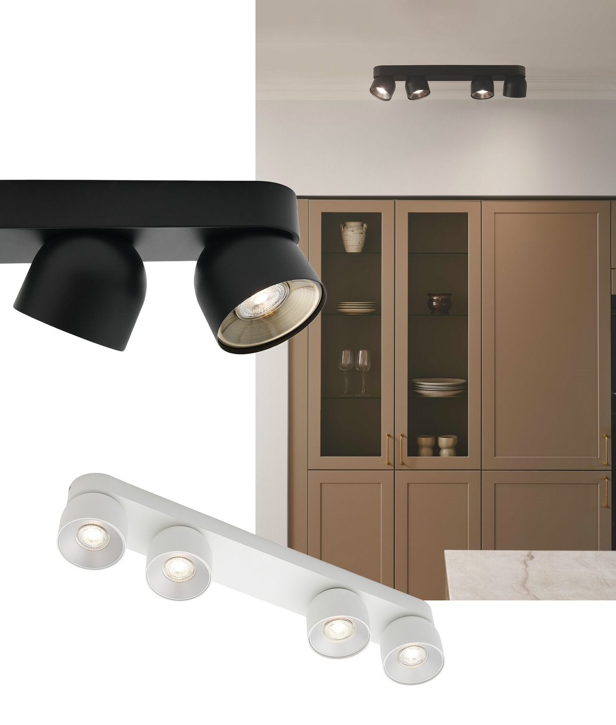 Modern Adjustable Ceiling Spotlight – Four-Light Bar uses GU10 LED ...