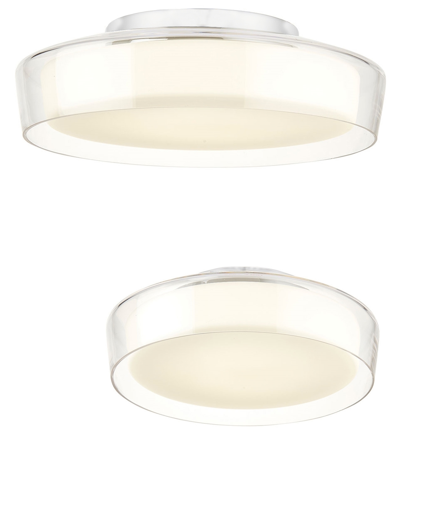 Soft Diffused Ceiling Light for Bathrooms - Double Glass Opaline and Clear