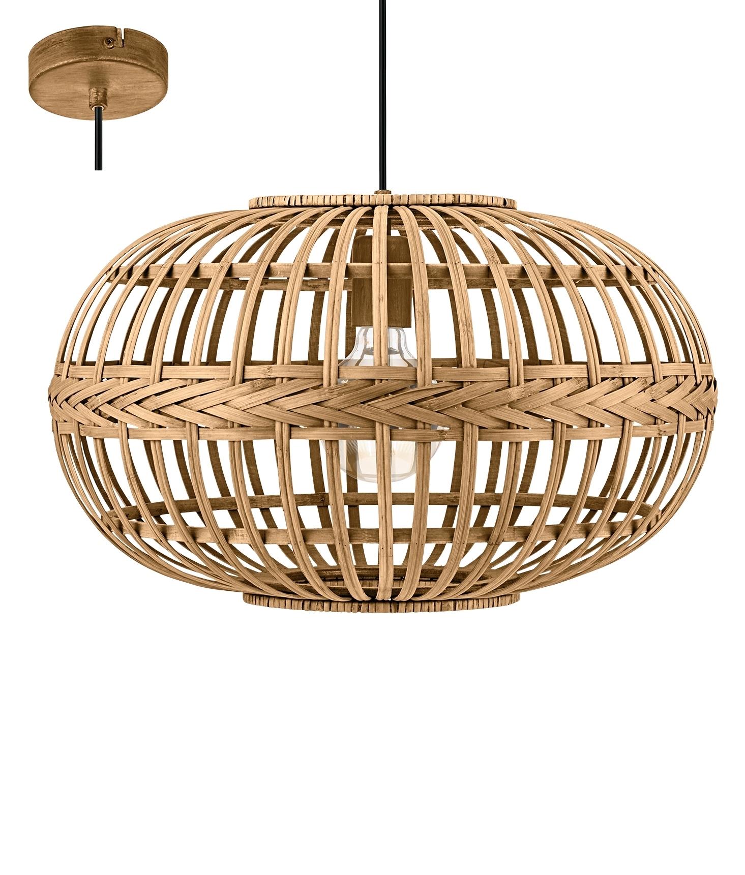 Boho Decorative Wickerwork Hanging Ceiling Light Pendant in Globe Design