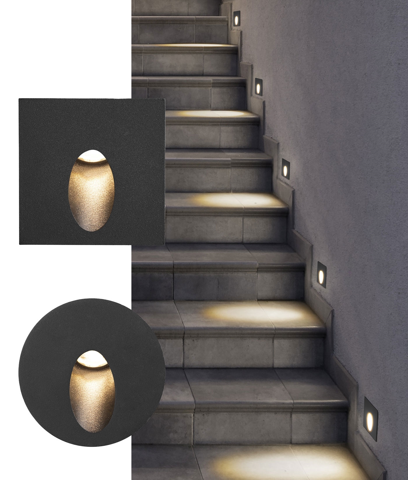 Recessed Black LED Wall Light for Steps and Low Level Lighting