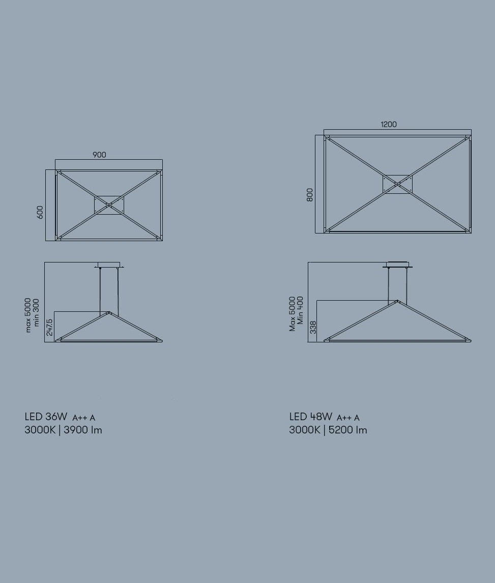 Light Airy Design LED Framework Light. Wire suspended tubular lighting ...