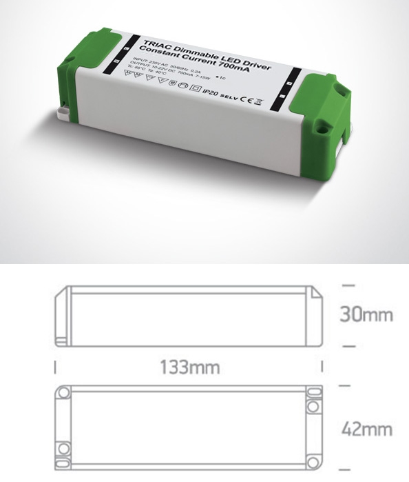 Dimmable 700mA LED Power Supply loads 7-15 watts