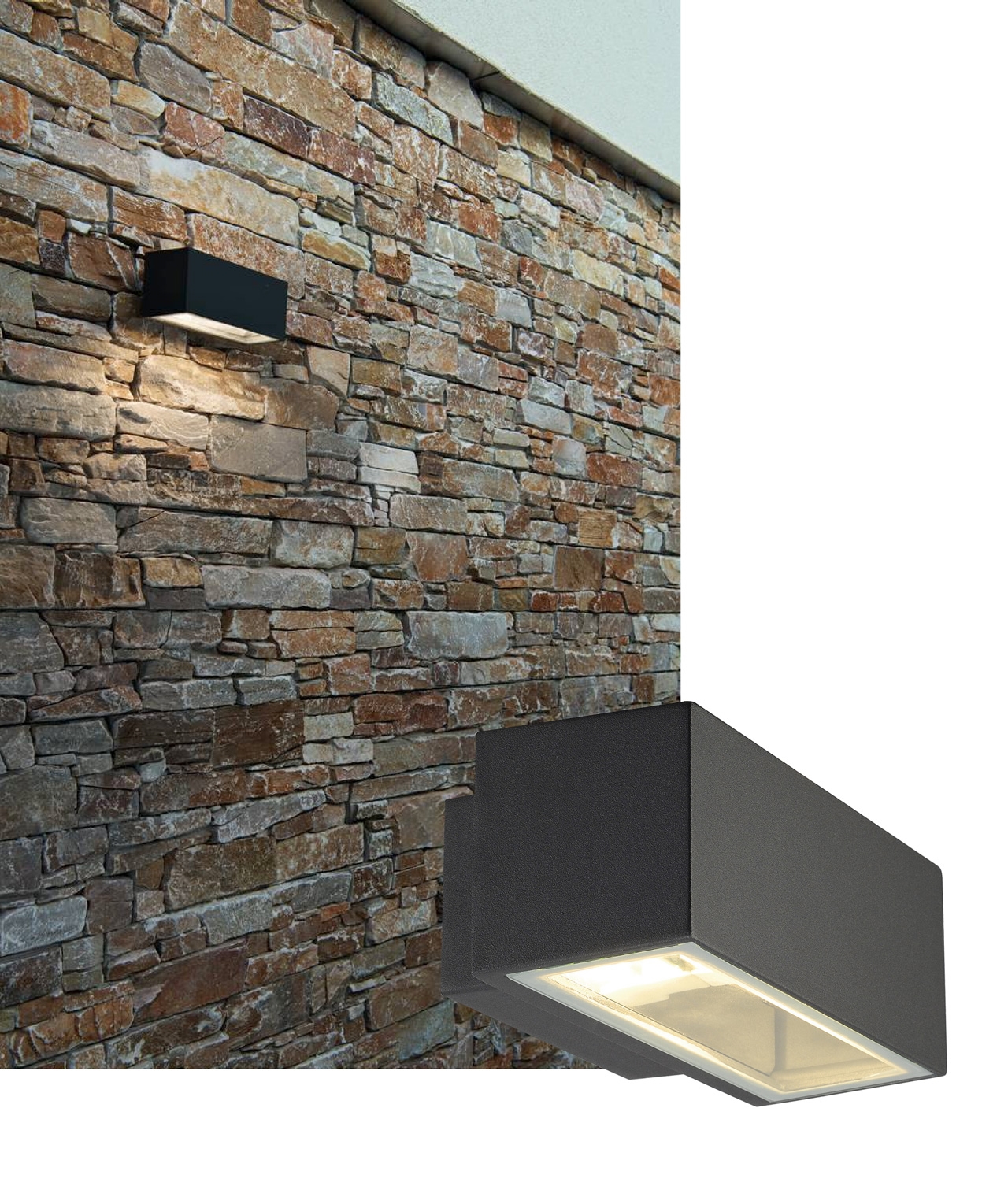 Modern Box Outdoor Wall Light with Up & Down Light Distribution
