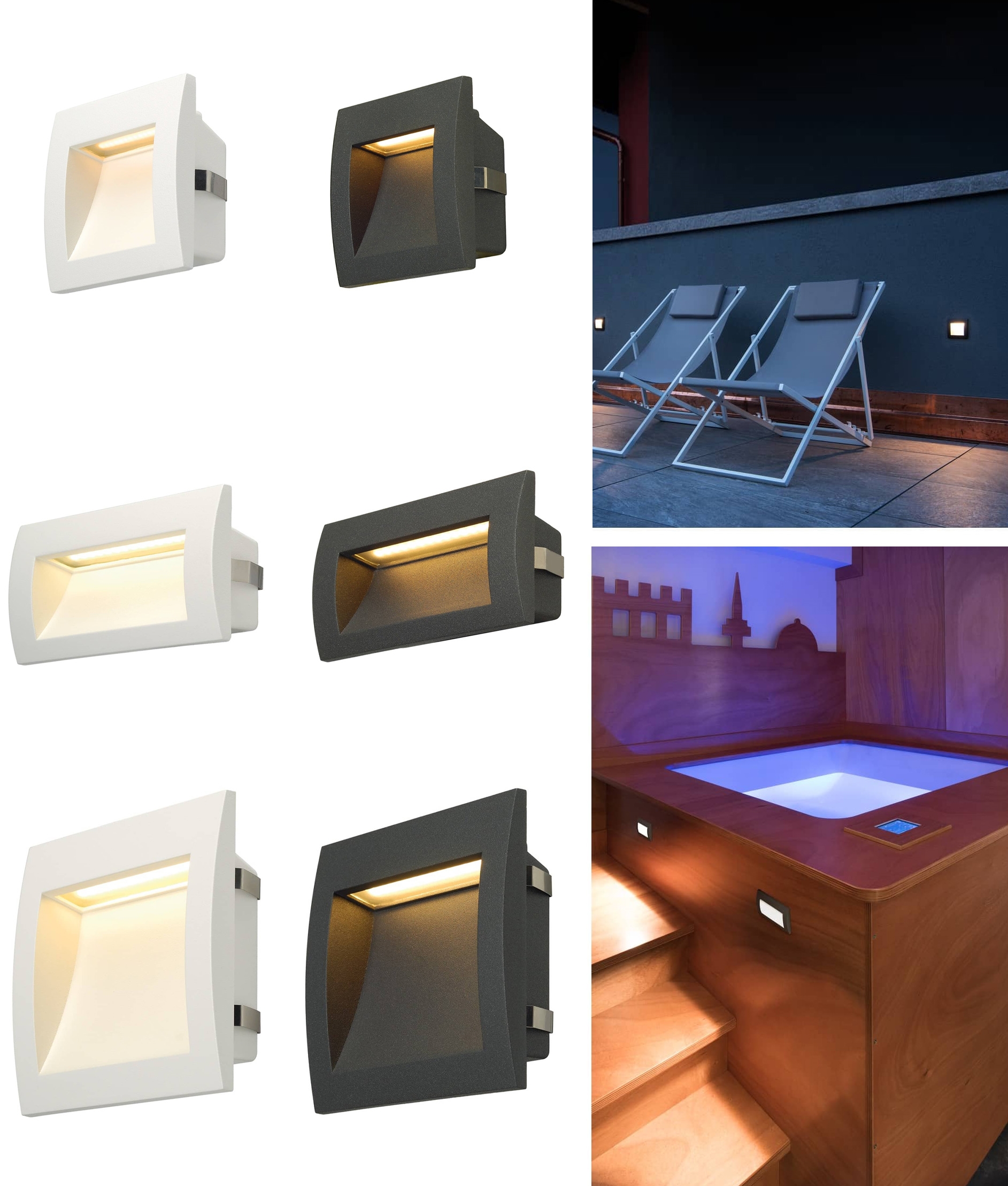 Exterior Recessed Wall Light with LEDs - Mains