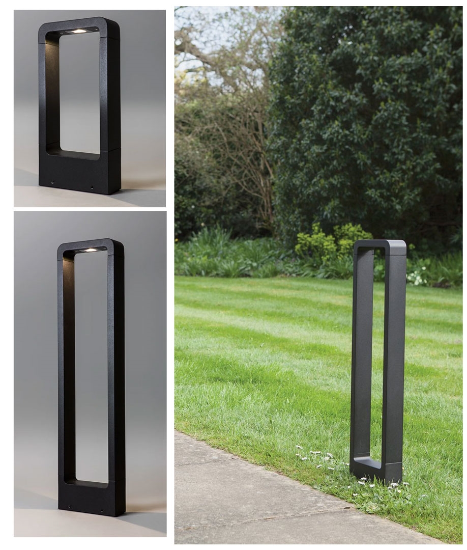 An LED zero glare modern minimalist exterior bollard