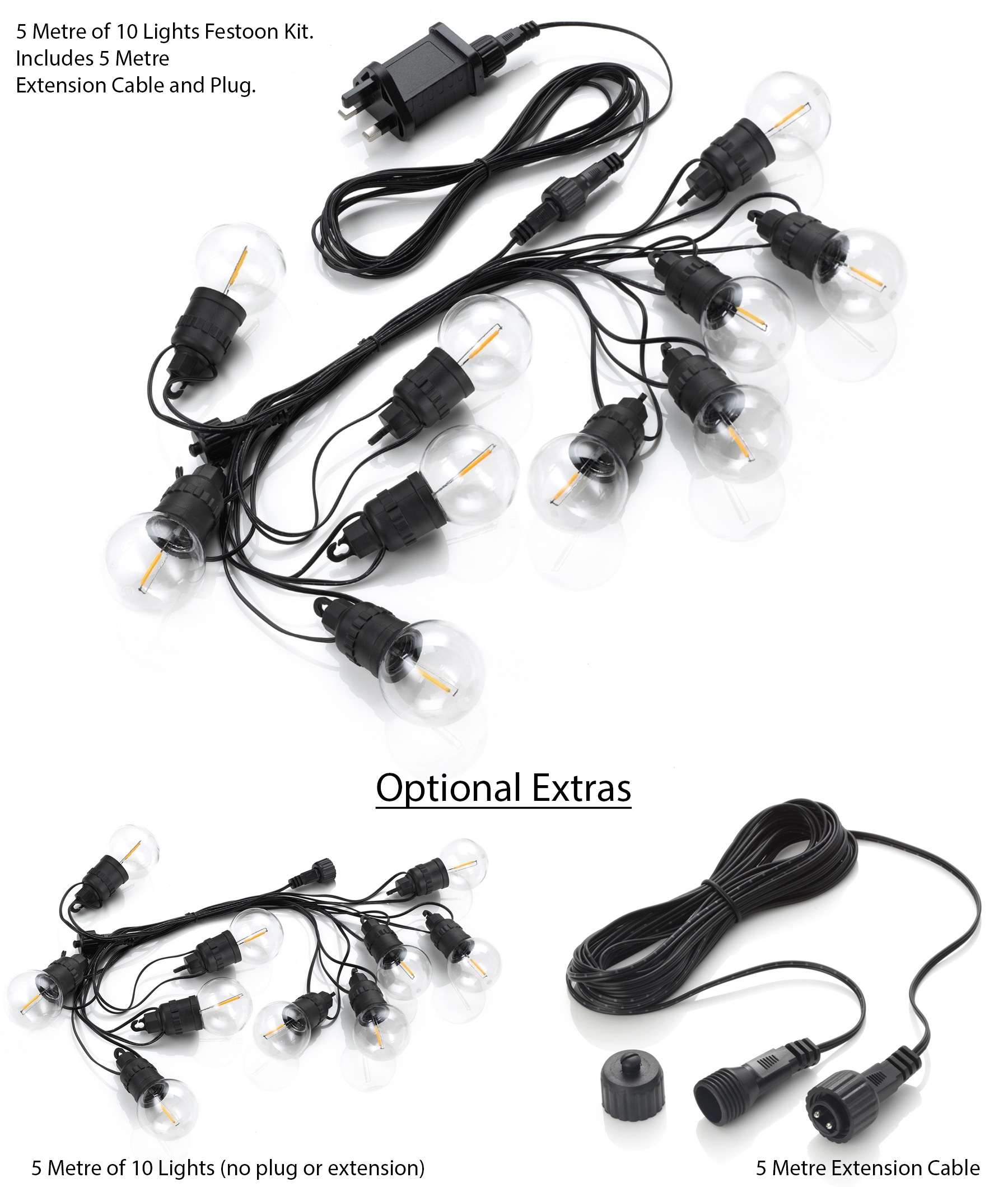 Vintage Filament String Lights for Inside or Outside