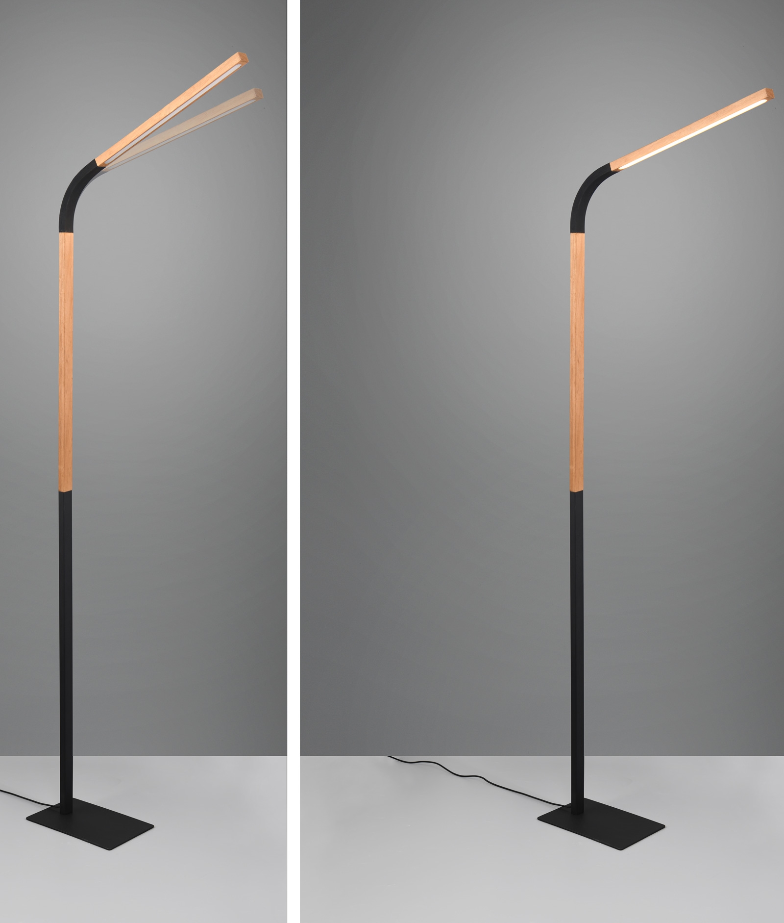 Modern adjustable LED free-standing floor reading lamp with dimming options