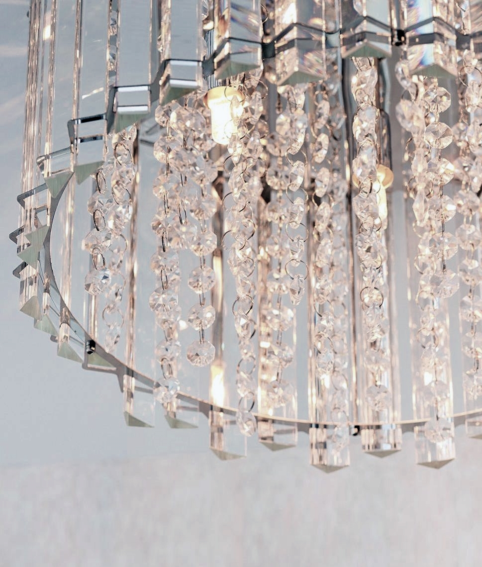 Crystal Drum Semi-Flush Light - Adorned with Crystal Drops