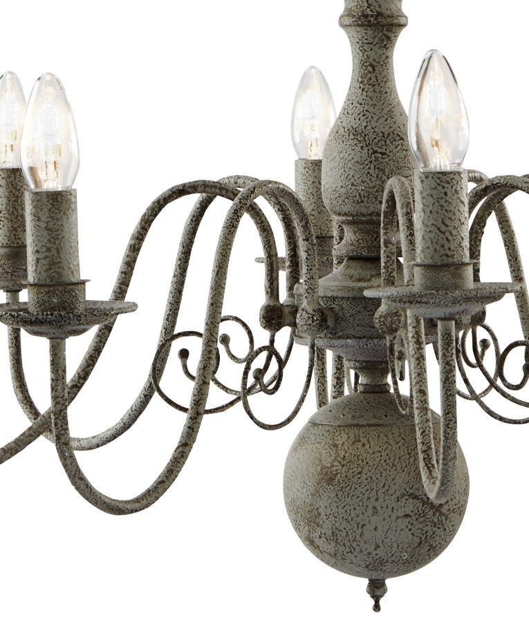 Textured Grey Flemish Chandelier - Vintage Styling