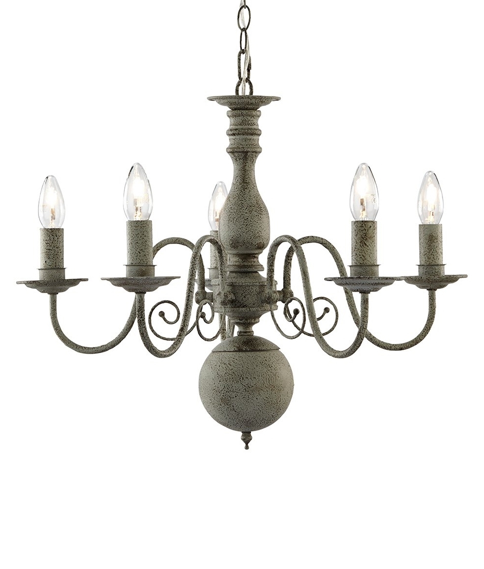 Textured Grey Flemish Chandelier - Vintage Styling