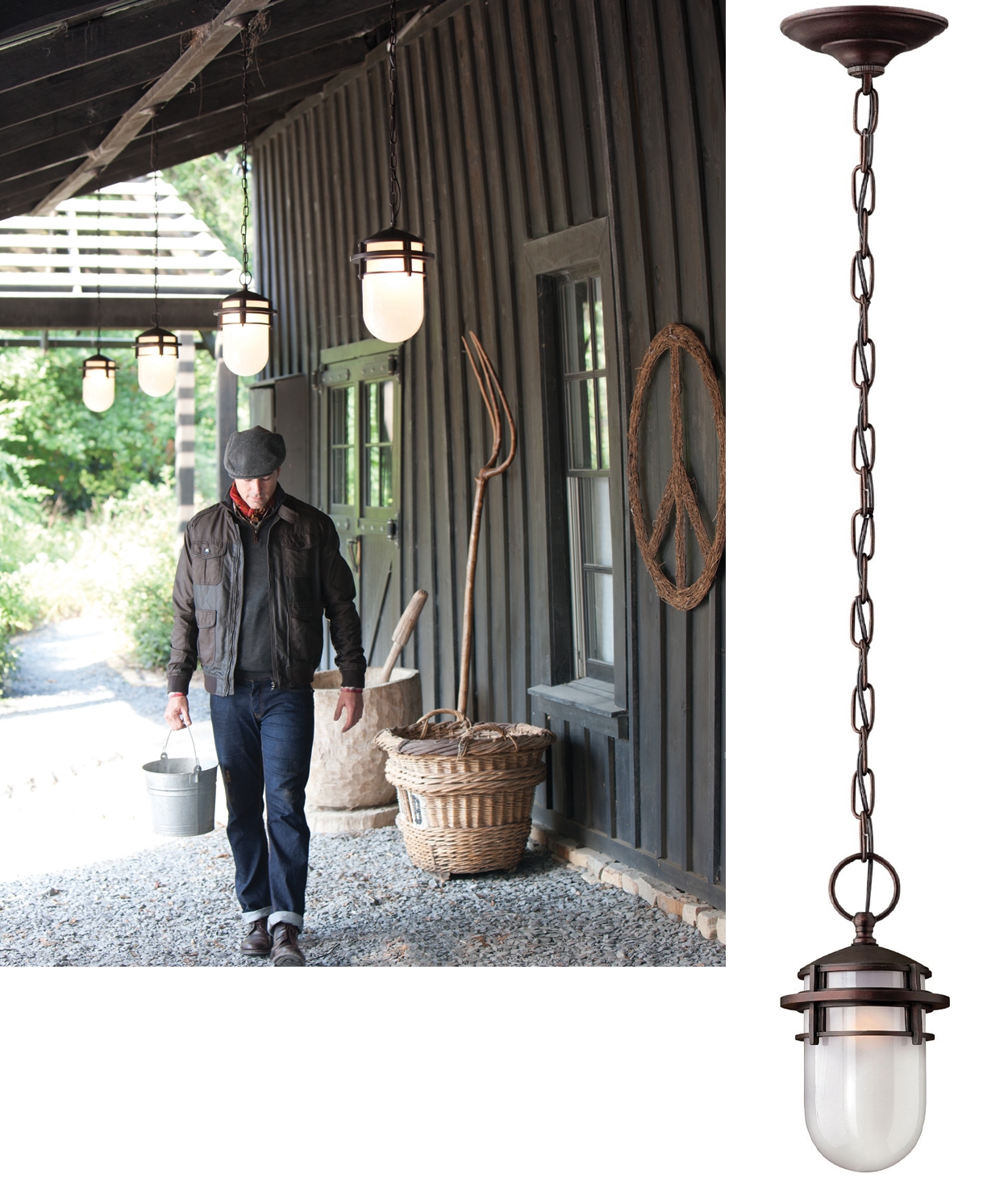 Outdoor Chain Suspended Lantern - Nautical Style in Two Colours