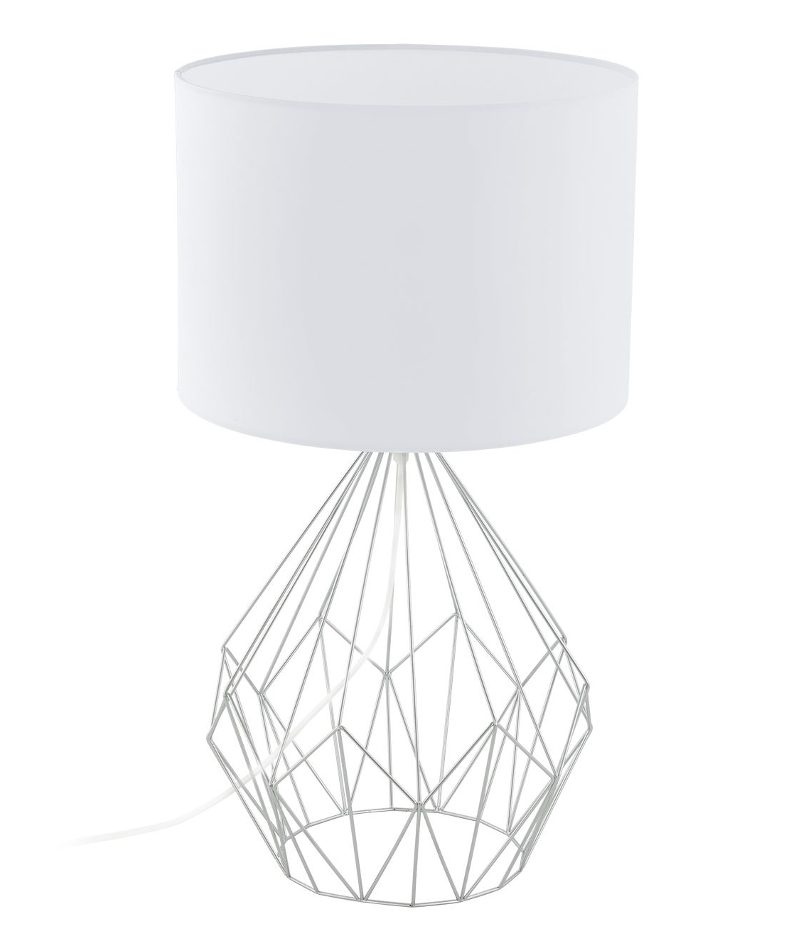 Geometric Wire-Frame Sofa Table Lamp with a Fabric Shade