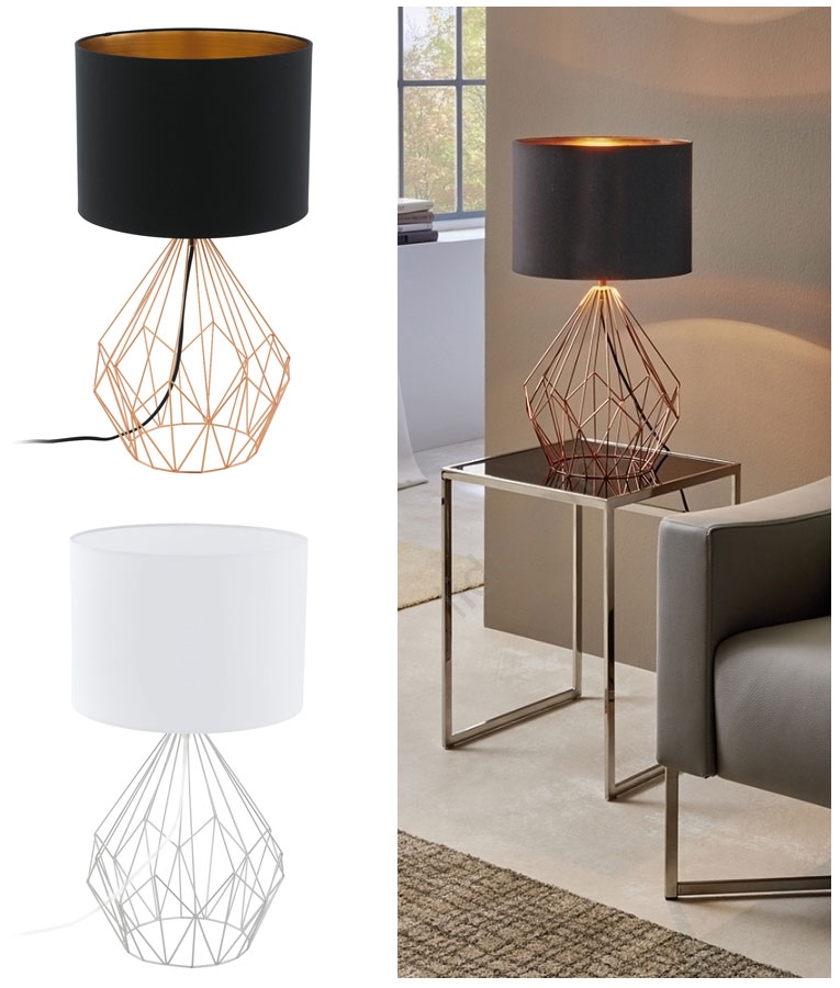 Geometric Wire-Frame Sofa Table Lamp with a Fabric Shade